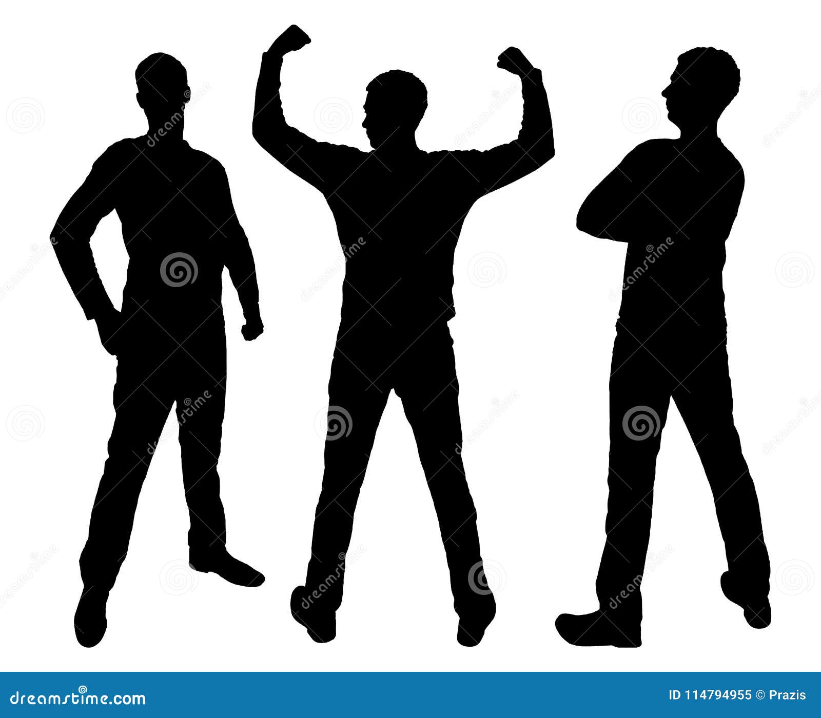 Vector Silhouette of Three Strong, Confident Men Stock Illustration ...