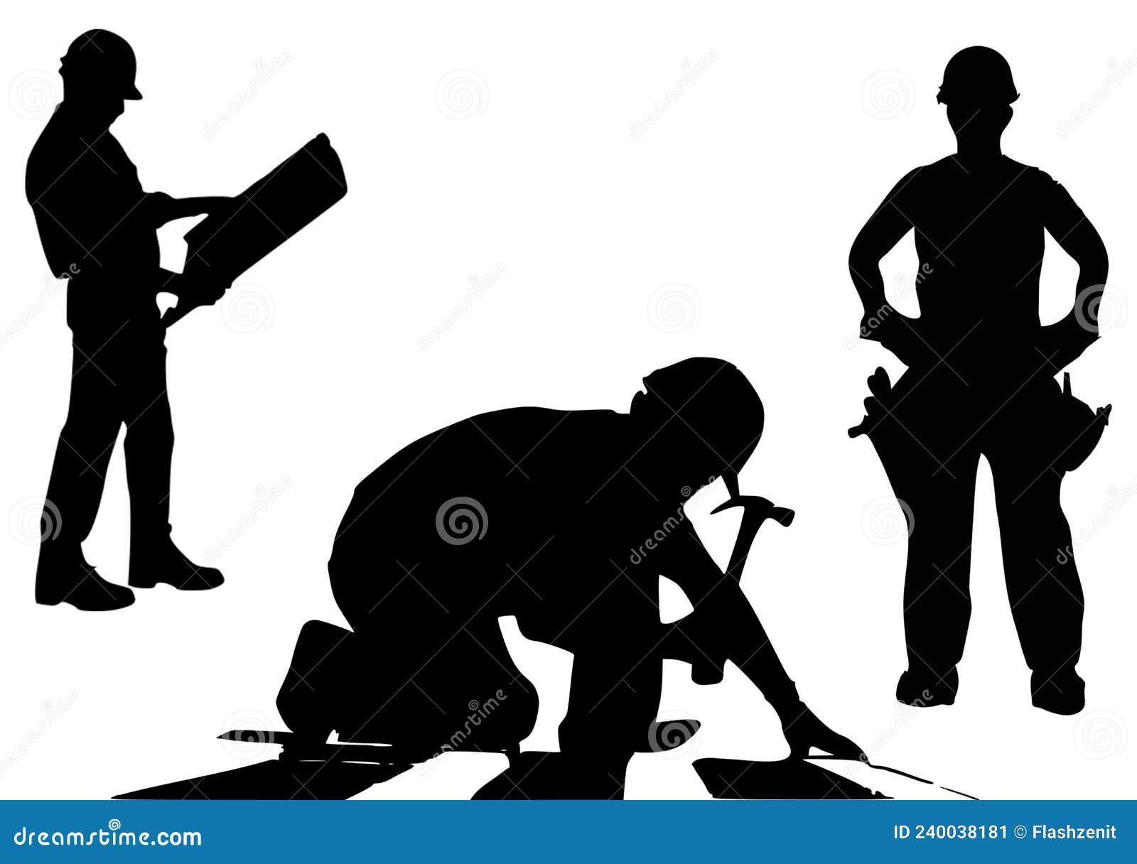 Vector Silhouette of Three Workers Stock Illustration - Illustration of ...