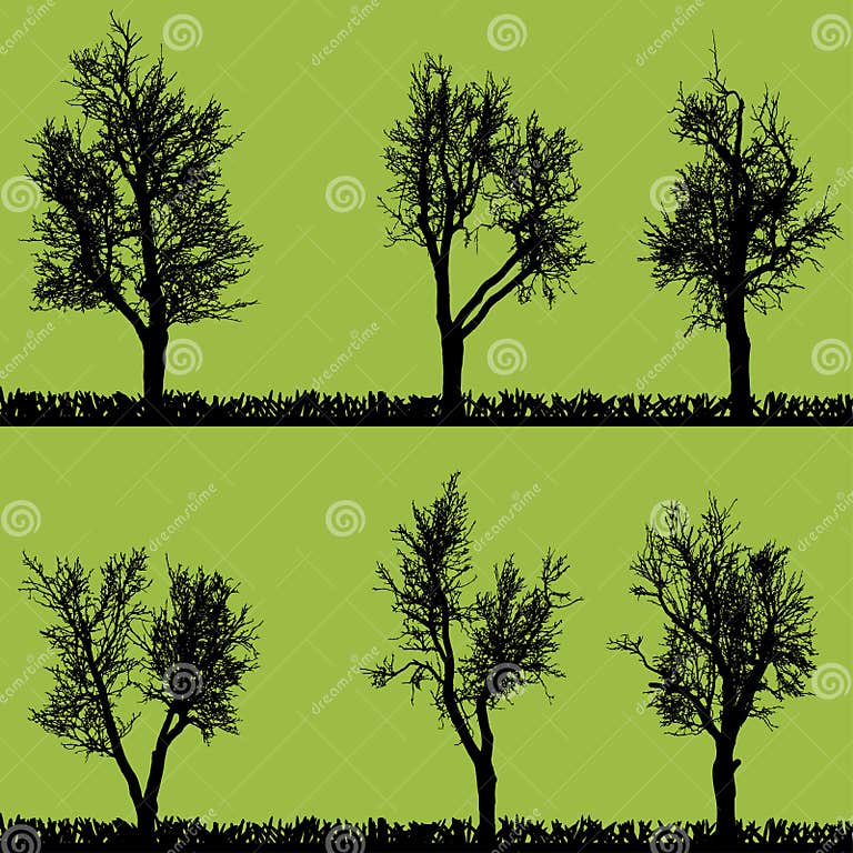 Vector silhouette of tree. stock illustration. Illustration of forest ...