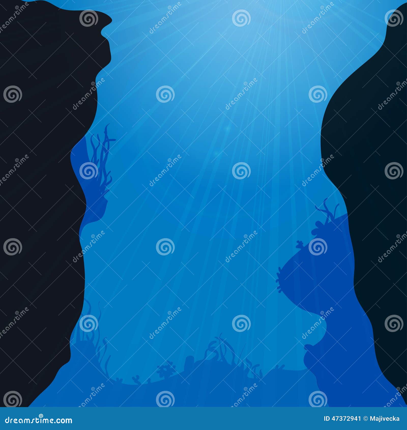 Vector Silhouette of Underwater. Stock Vector - Illustration of bubble ...