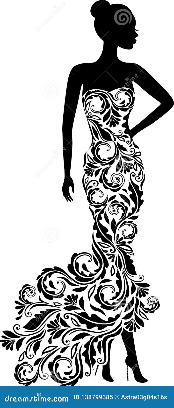 Vector Silhouette of Woman in Elegant Wedding Dress Stock Vector ... Vector Silhouette of Woman in Elegant Wedding Dress Stock Vector ...