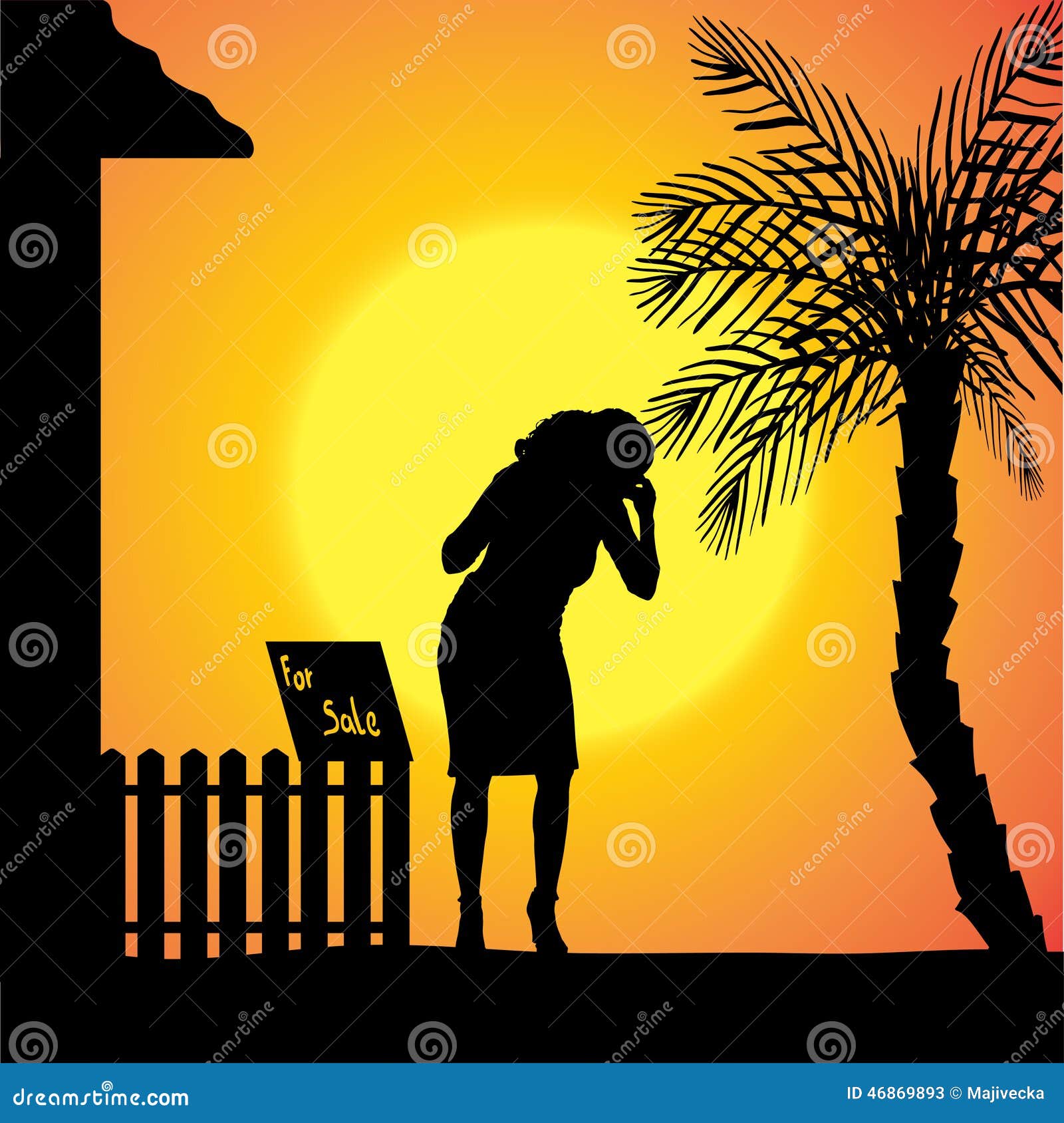 Vector Silhouette of Woman. Stock Vector - Illustration of sundown ...