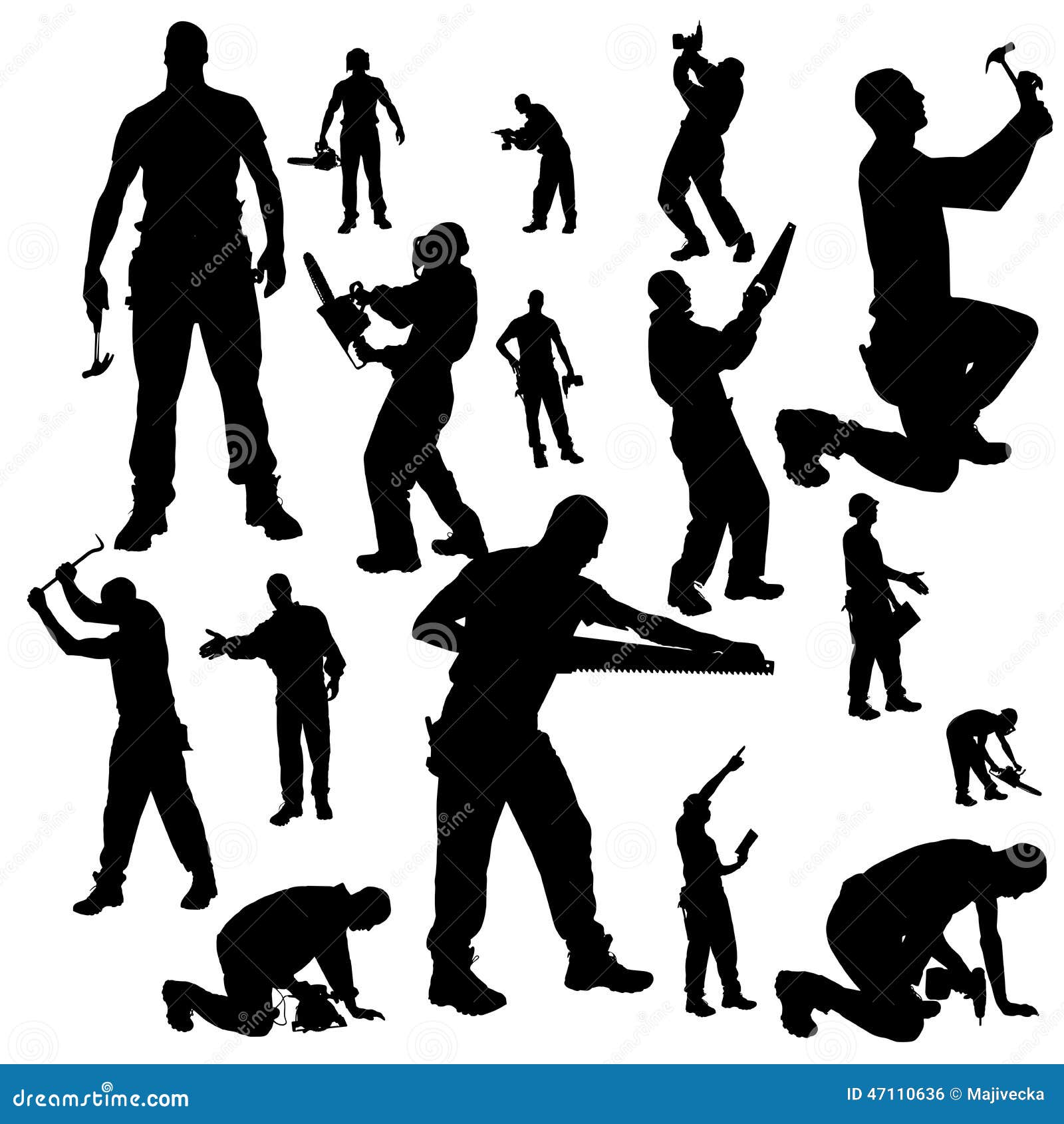 Construction Worker Silhouette Vector Free