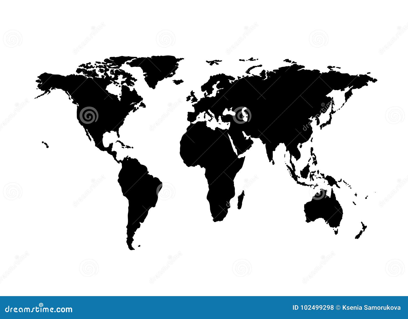 World Map - Black Map Of World With All Continents, On Transparent ...