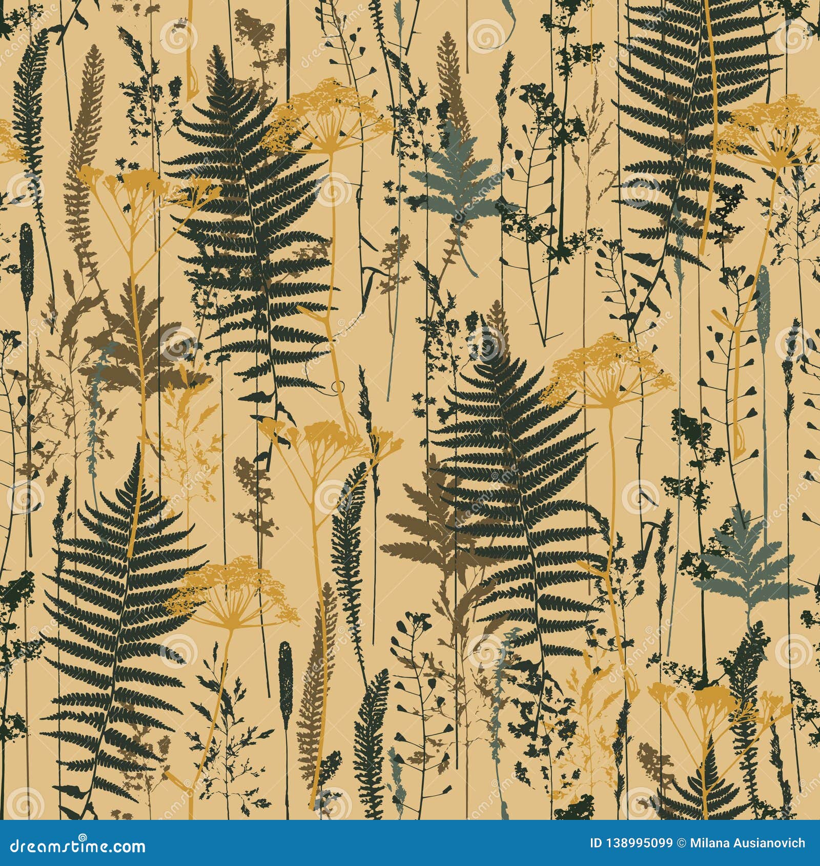 Set of Field Flowers, Herbs. Element of Seamless Pattern. Paper Design ...