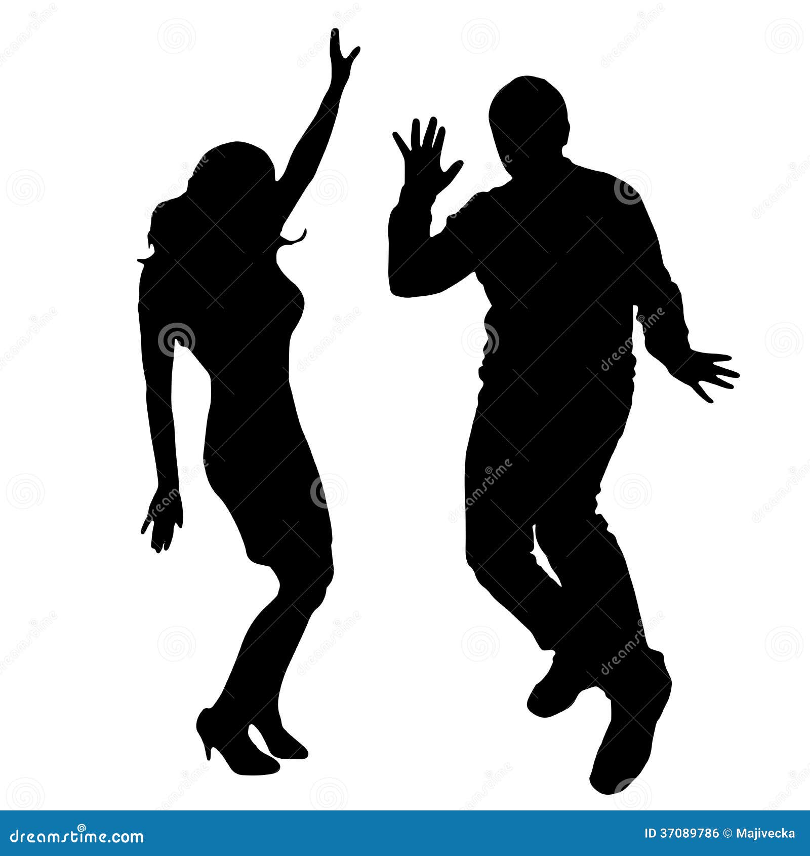 Vector Silhouettes of Dancing People. Stock Vector - Illustration of ...
