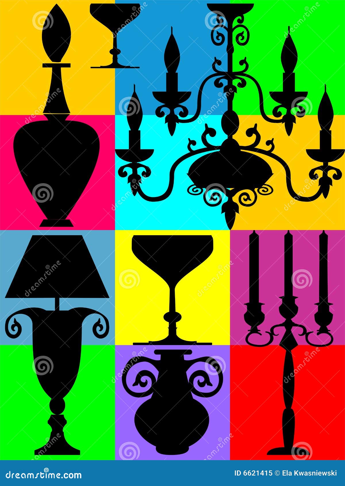 Vector Silhouettes of Decorated Objects Stock Vector - Illustration of ...