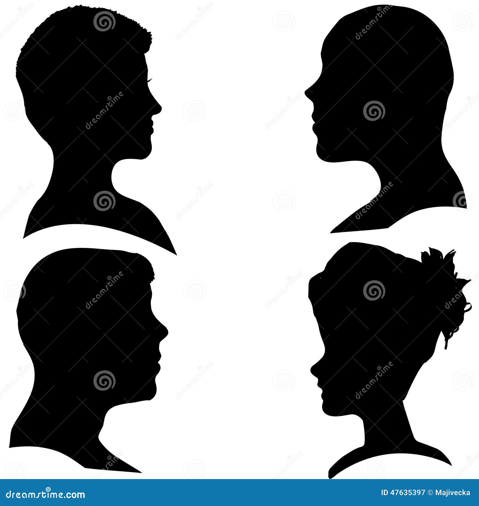 Vector Silhouettes of Different Faces. Stock Vector - Illustration of ...