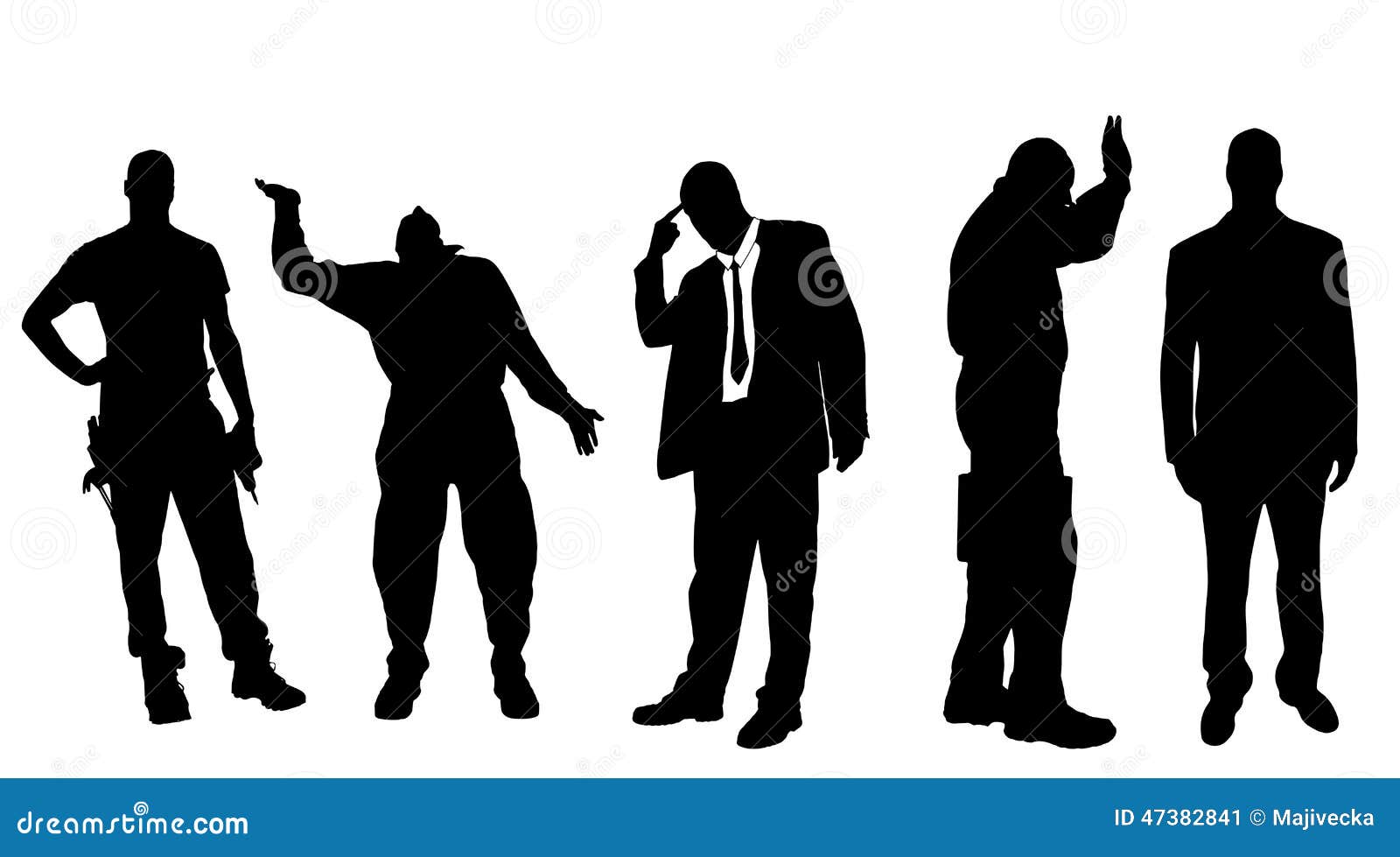 Vector Silhouettes of Different Men. Stock Vector - Illustration of ...