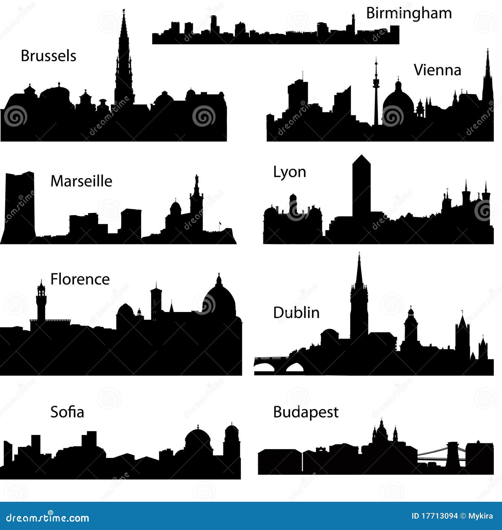 Vector Silhouettes Of European Cities | CartoonDealer.com #17713094