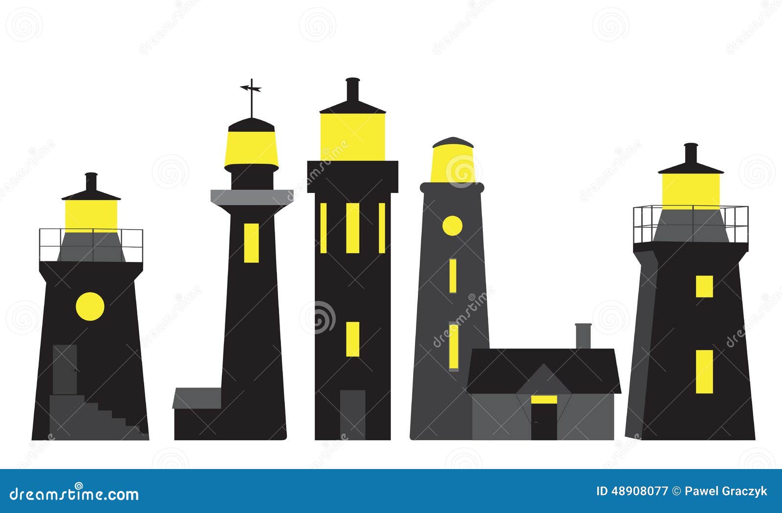Vector Silhouettes of Lighthouses Stock Vector - Illustration of ...