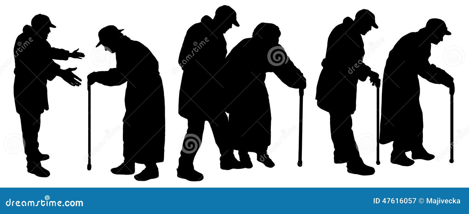 Vector Silhouettes Old People. Stock Illustration - Illustration of ...
