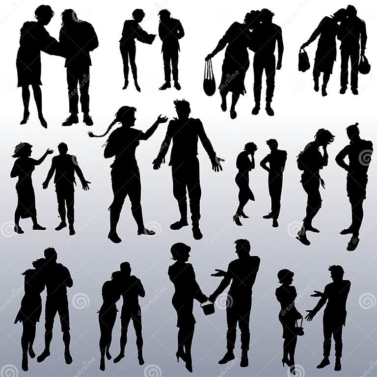 Vector Silhouettes Of People Of Different Ages Stock Illustration