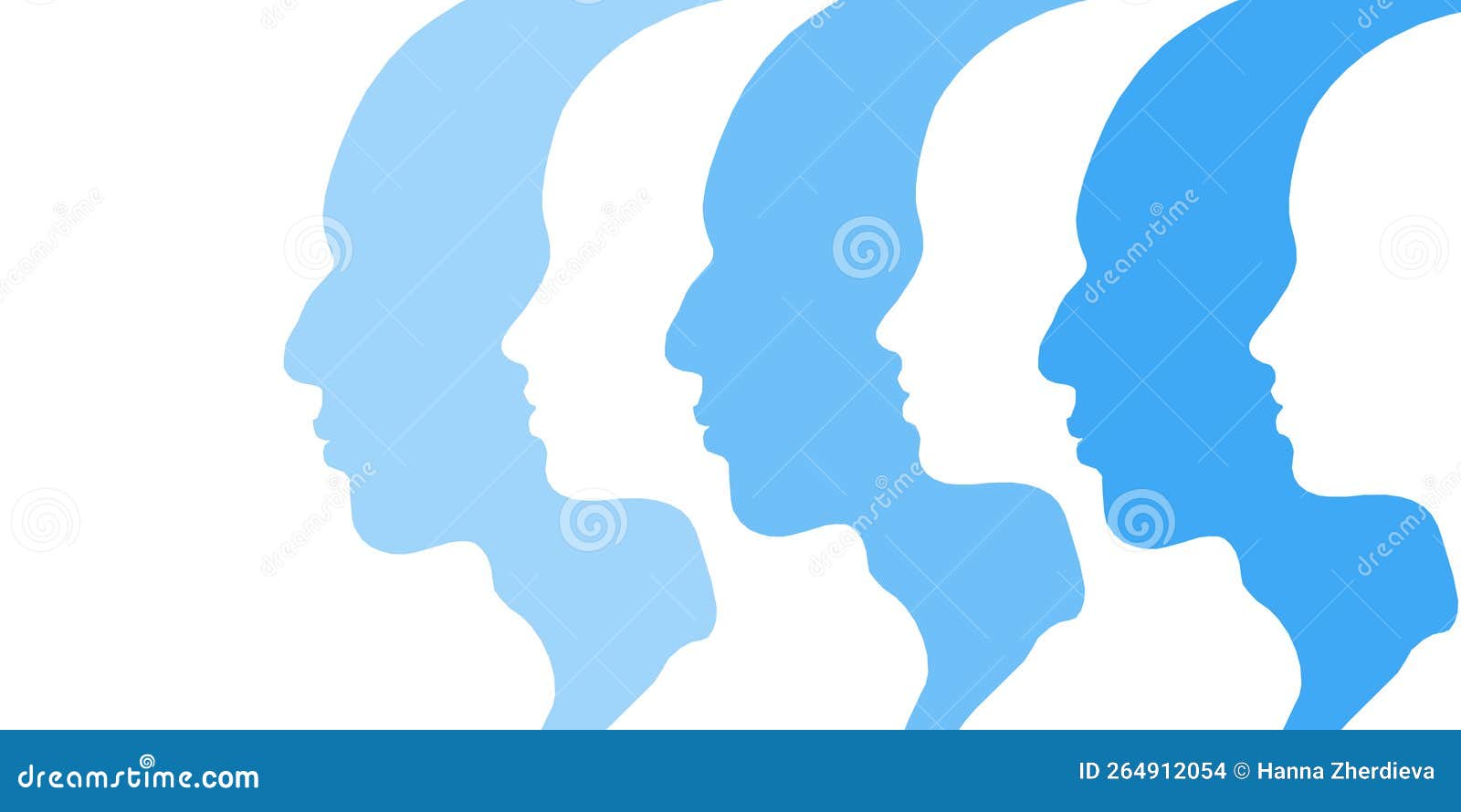 Silhouettes People in Profile on White Background. Stock Illustration ...