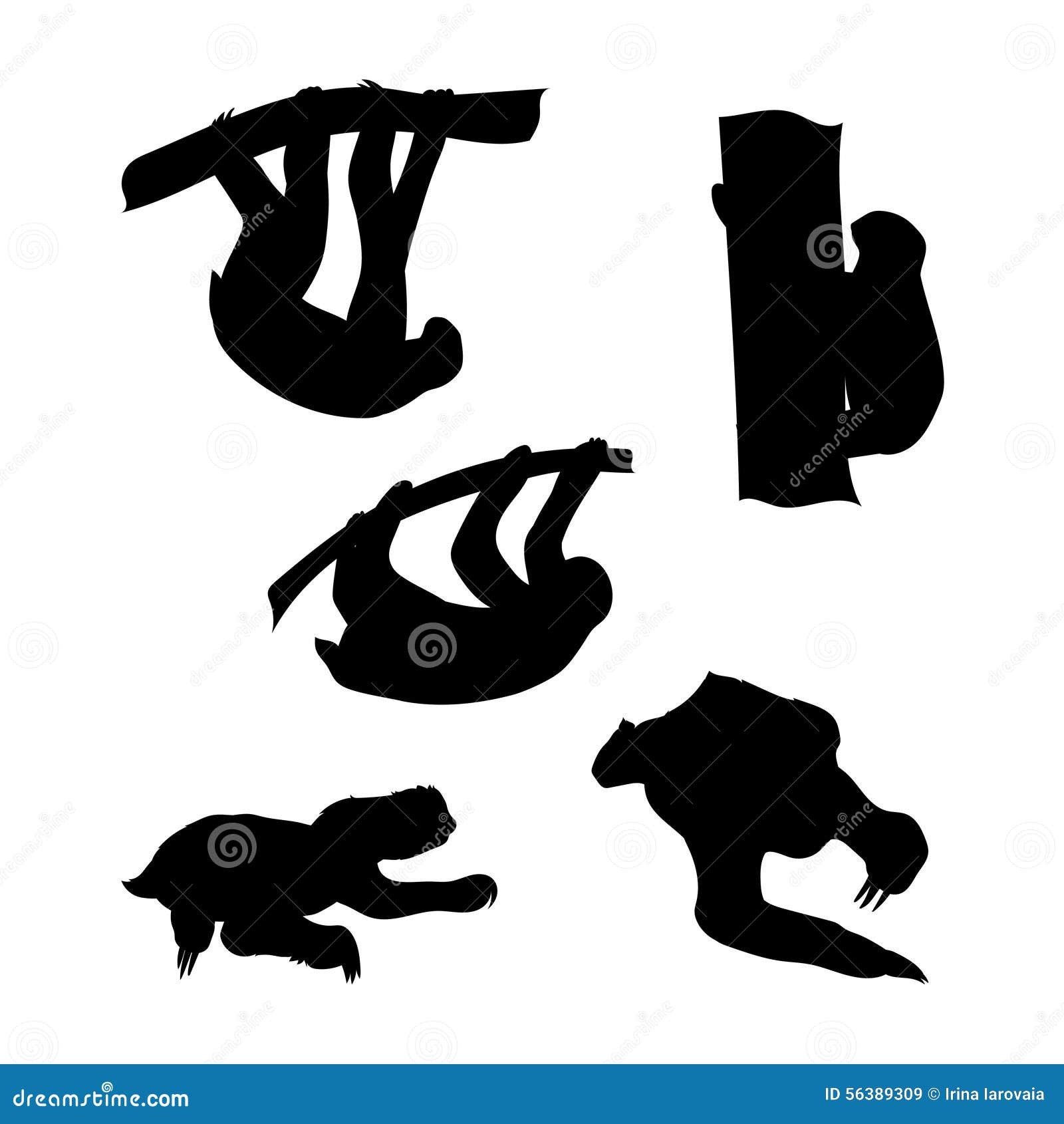 Vector Silhouettes of a Sloth Stock Vector - Illustration of painting ...