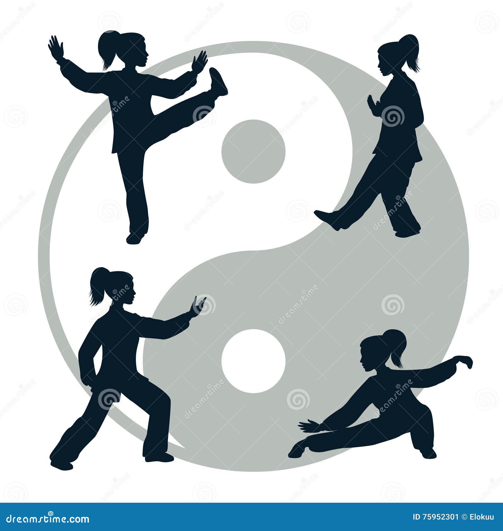 Vector Silhouettes of Tai Chi Stock Vector - Illustration of background ...