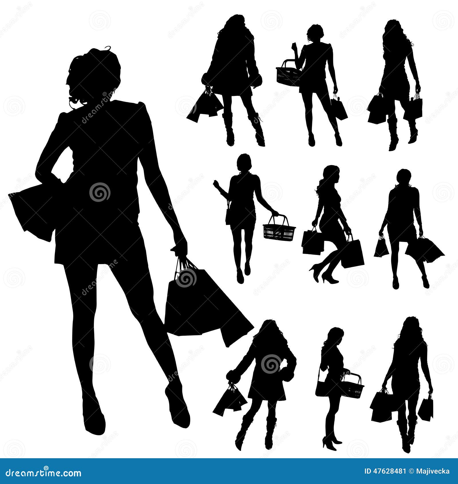 Vector Silhouettes of Women. Stock Vector - Illustration of silhouette ...