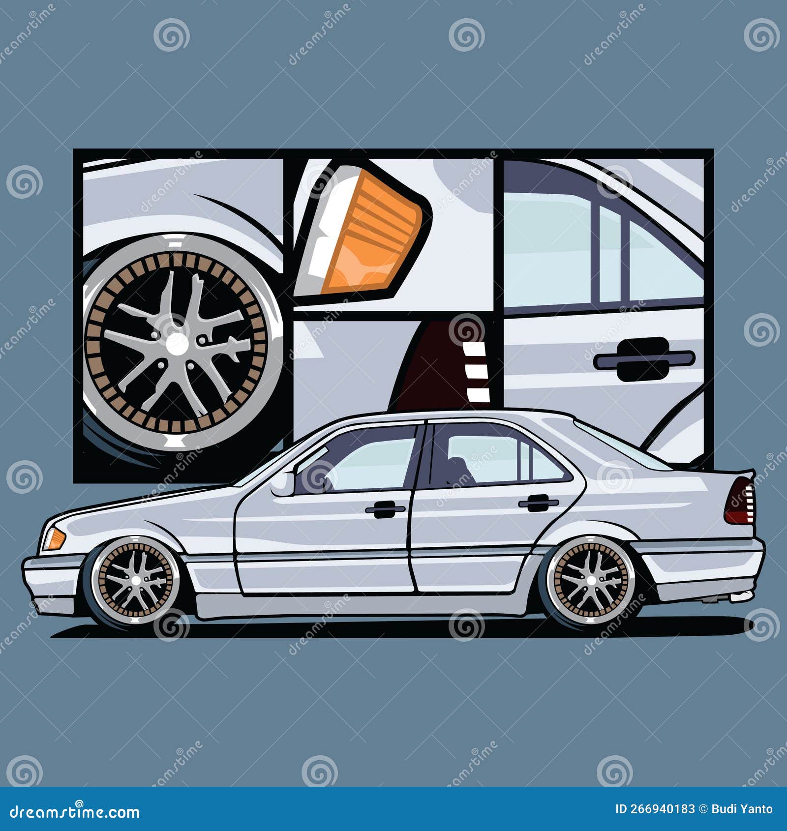 Vector Silver Car with Detailing Stock Vector - Illustration of auto ...