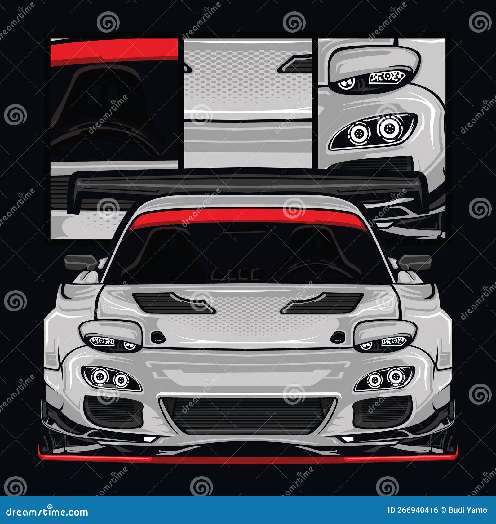 Vector Silver Car with Detailing Stock Vector - Illustration of speed ...