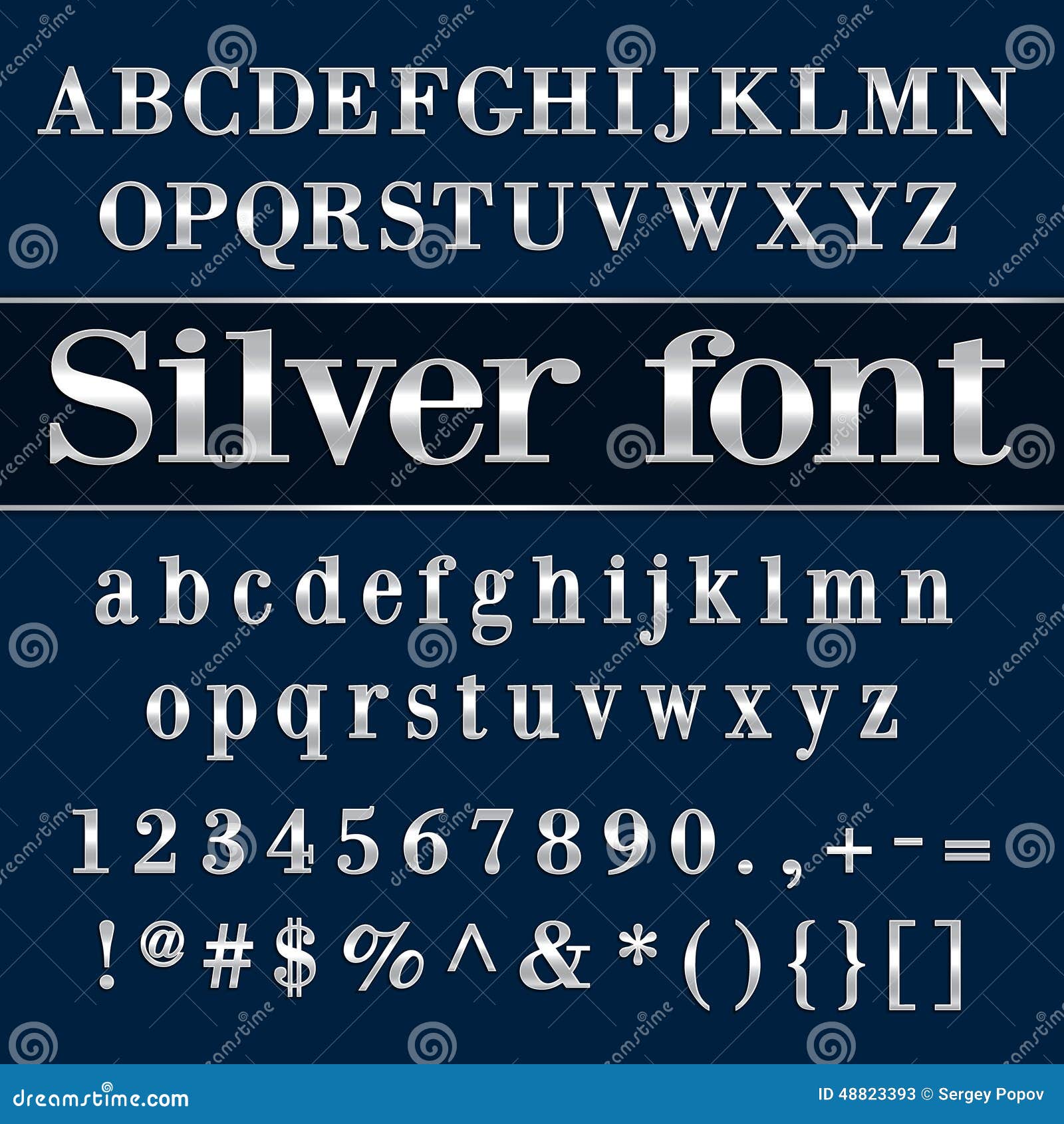 Vector Silver Coated Alphabet Letters and Digits Stock Vector ...