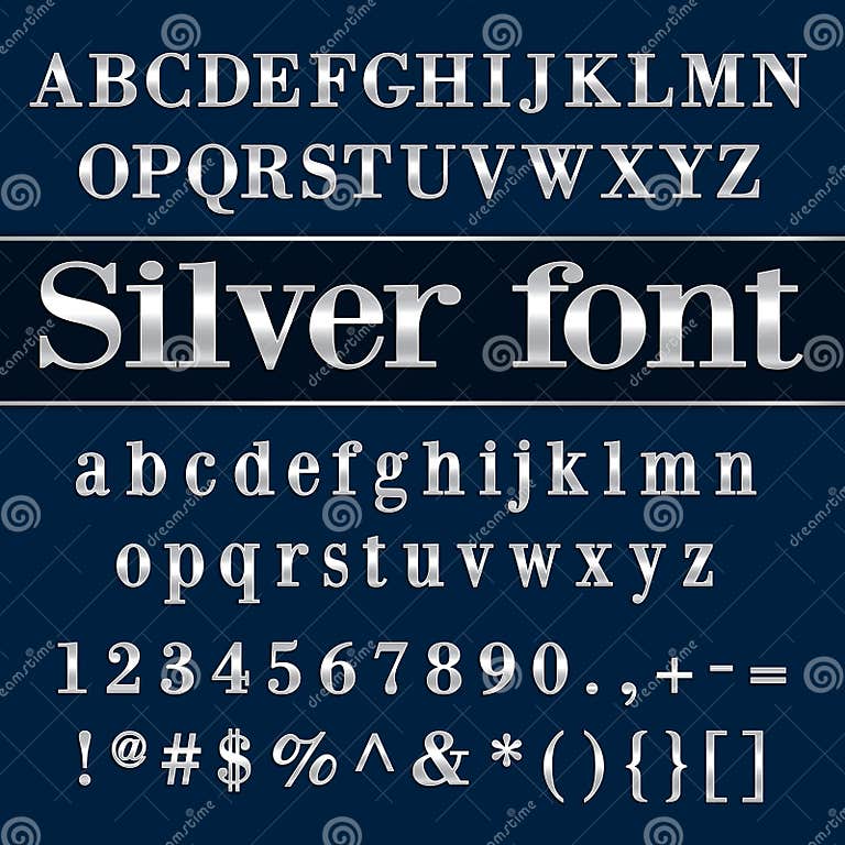 Vector Silver Coated Alphabet Letters and Digits Stock Vector ...