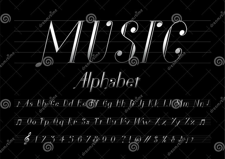 Music font stock vector. Illustration of black, text - 143469630