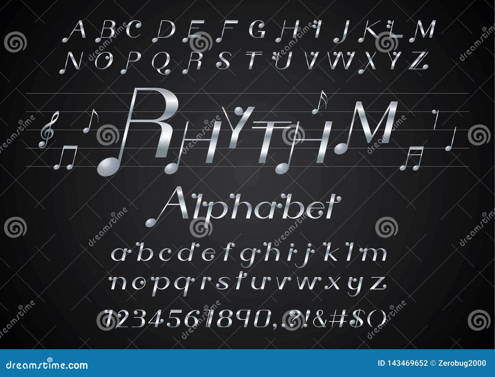 Music font stock vector. Illustration of melody, text - 143469652