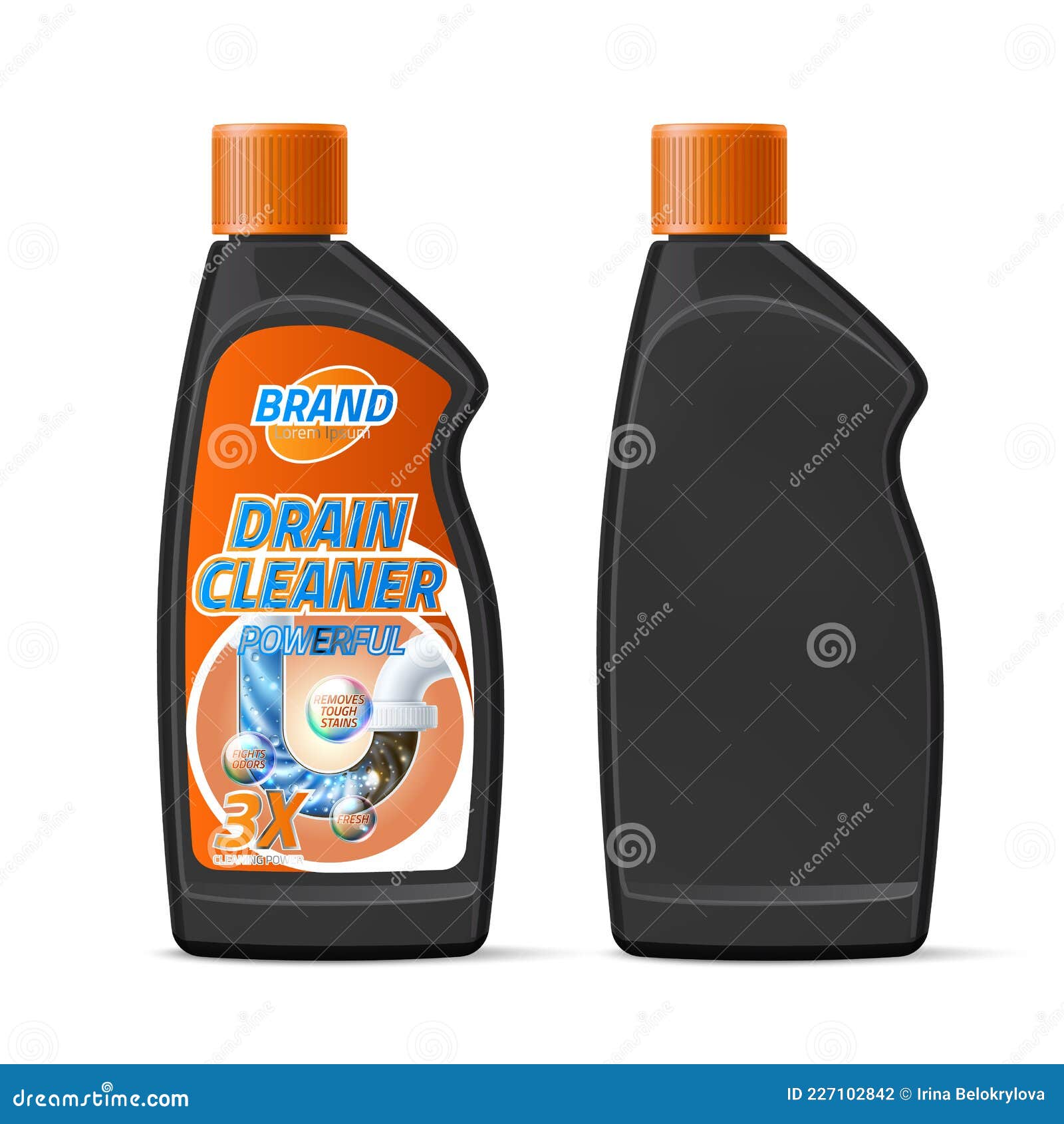 Vector Silver Drain Pipe Cleaner Bottle Product Stock Vector ...