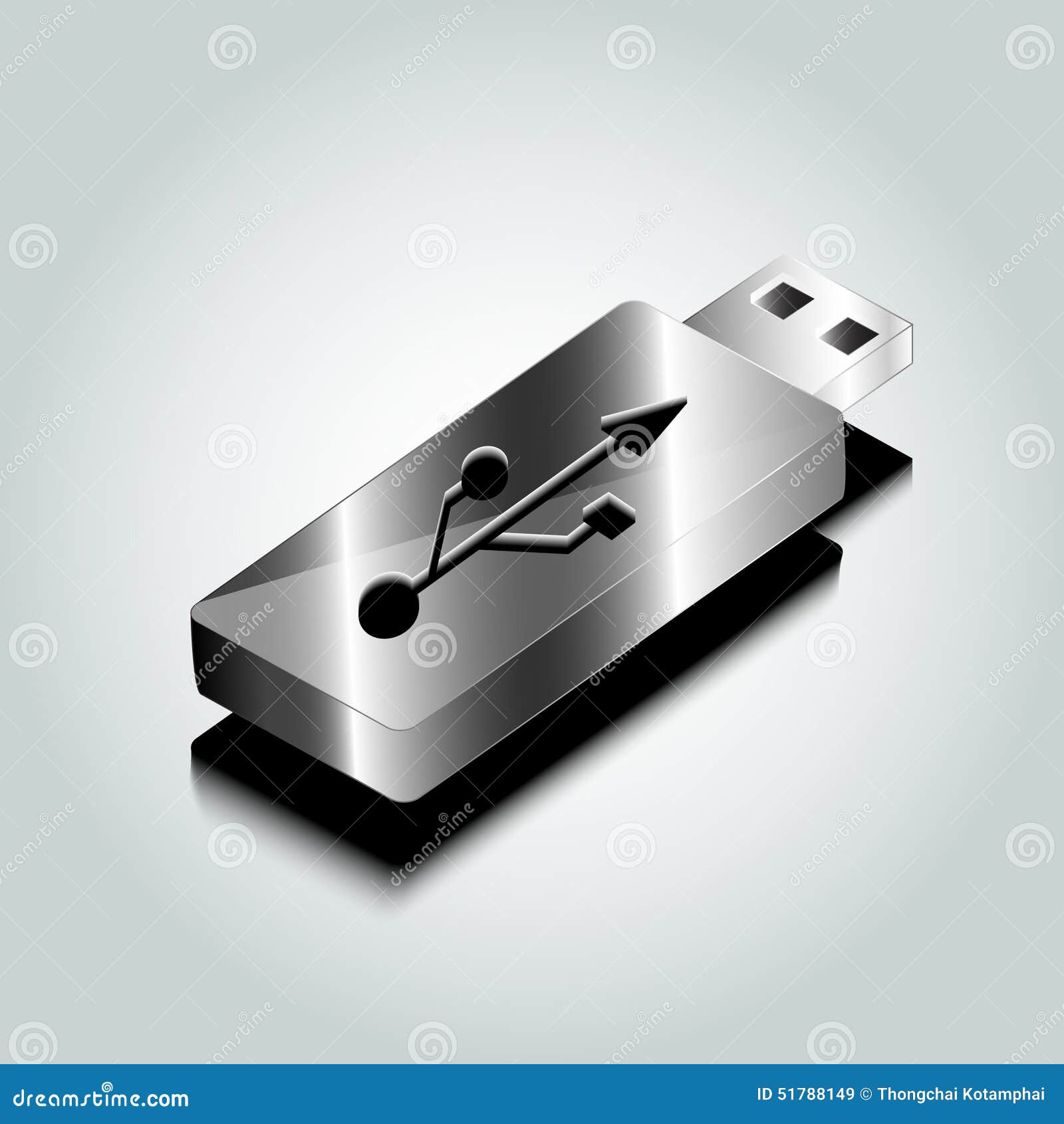 Vector Silver Flash Drive Stick Stock Vector - Illustration of digital ...