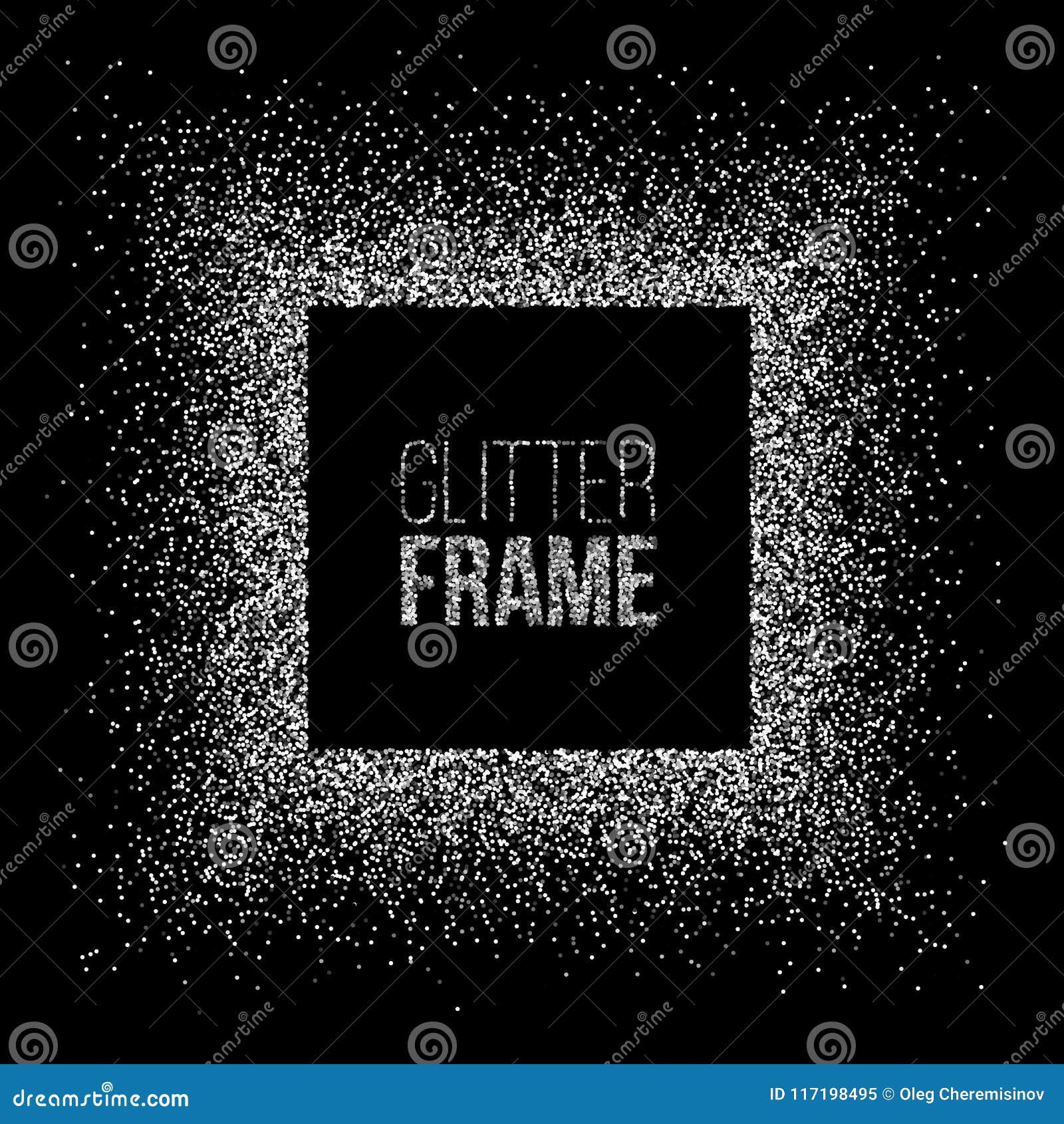Vector Silver Glitter Frame. Square Frame Made of Silver Glitter ...