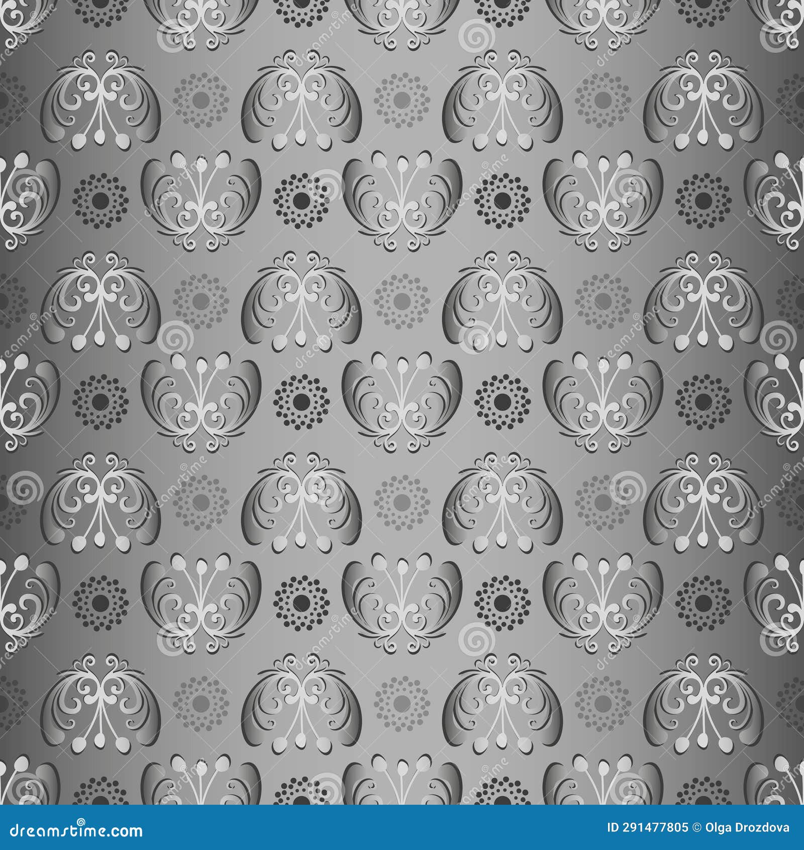 Vector Silver Glittery Seamless Pattern with Swirls Stock Vector ...