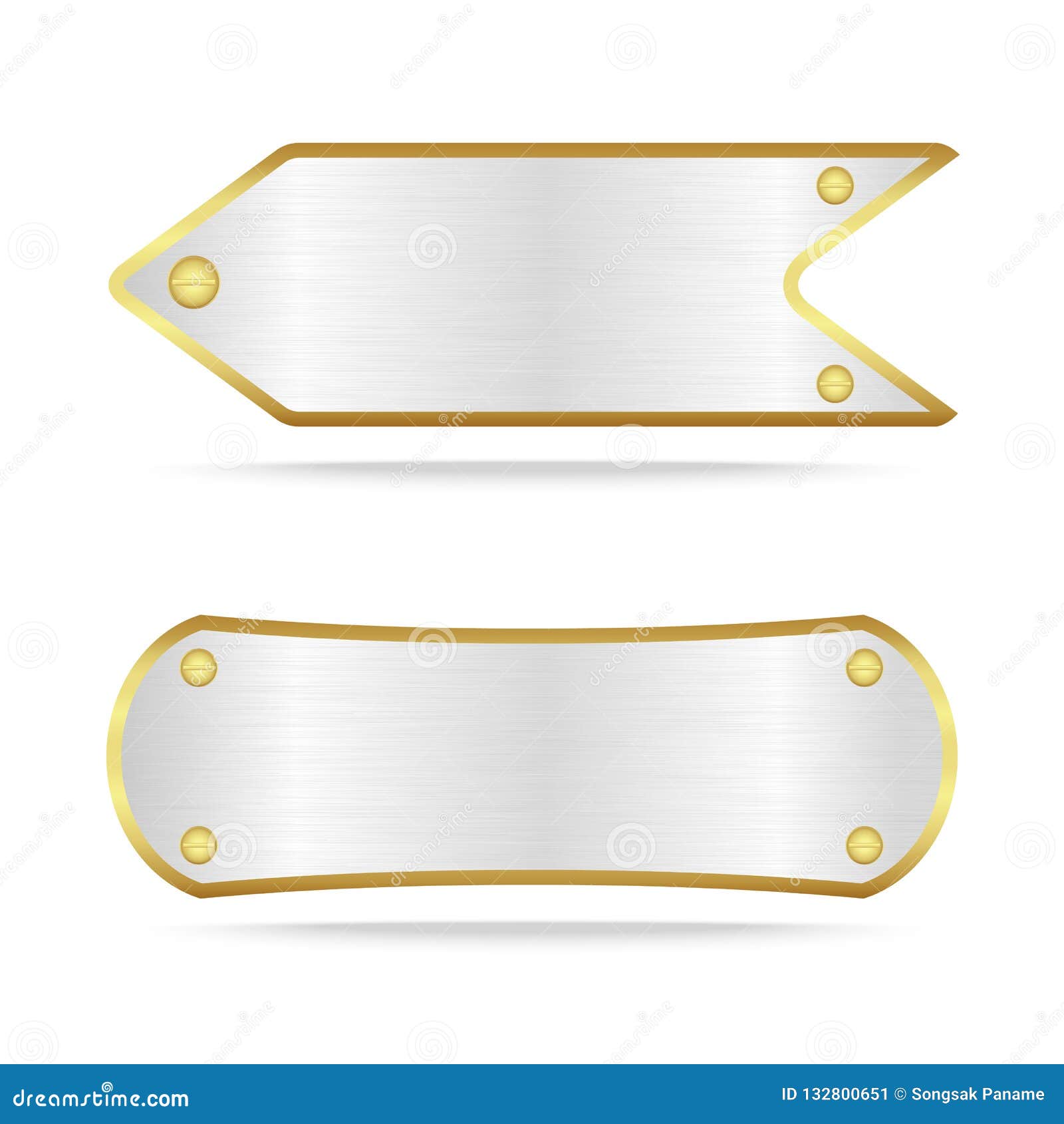 Silver metal label with stock vector. Illustration of post - 132800651