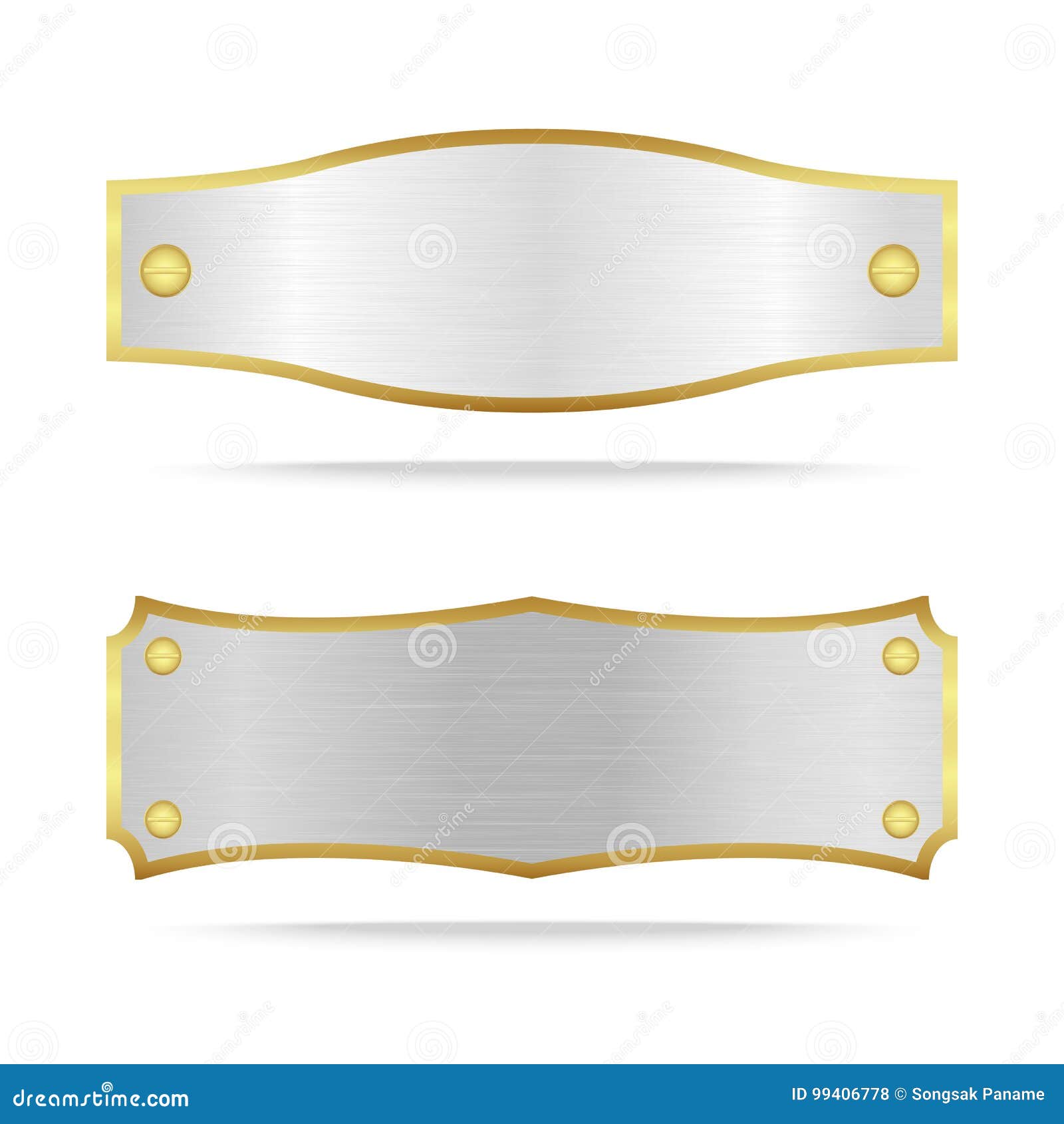 Silver metal label with stock vector. Illustration of nameplate - 99406778