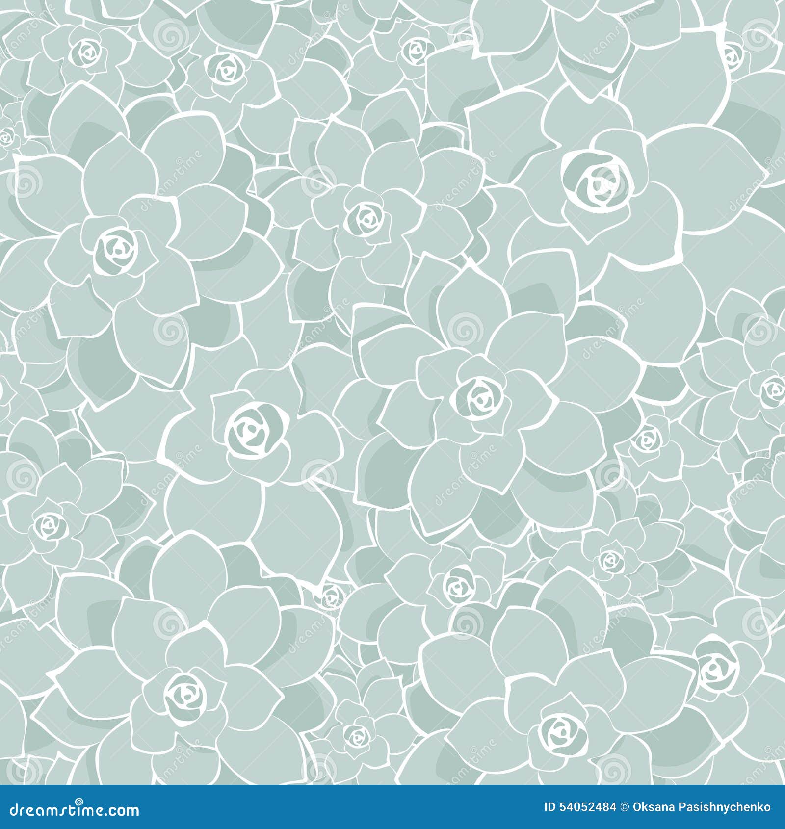Vector Silver Gray Succulents Texture Seamless Stock Vector ...