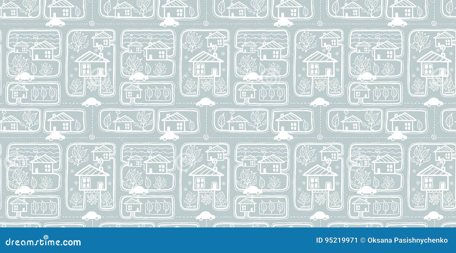 Vector Silver Grey Doodle Town Streets Seamless Texture Repeat Pattern ...