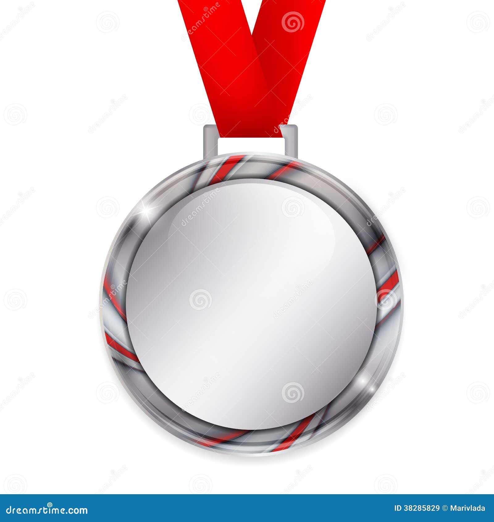 Vector Silver Medal with Red Ribbon Stock Vector - Illustration of ...
