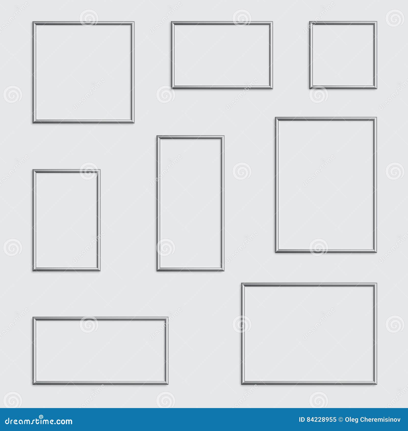 Vector Silver Photo or Picture Frame in Different Proportions and Sizes ...