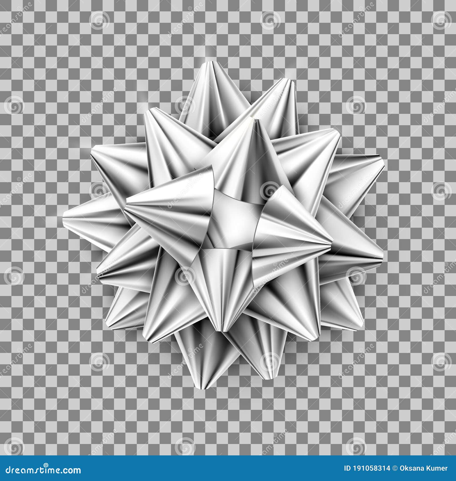 Vector Silver Realistic Bow Isolated on Transparent Background Stock ...