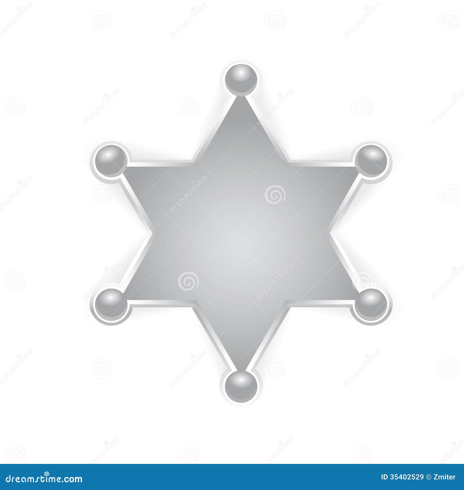 Vector Silver Sheriff Star Badge on White Stock Vector - Illustration ...