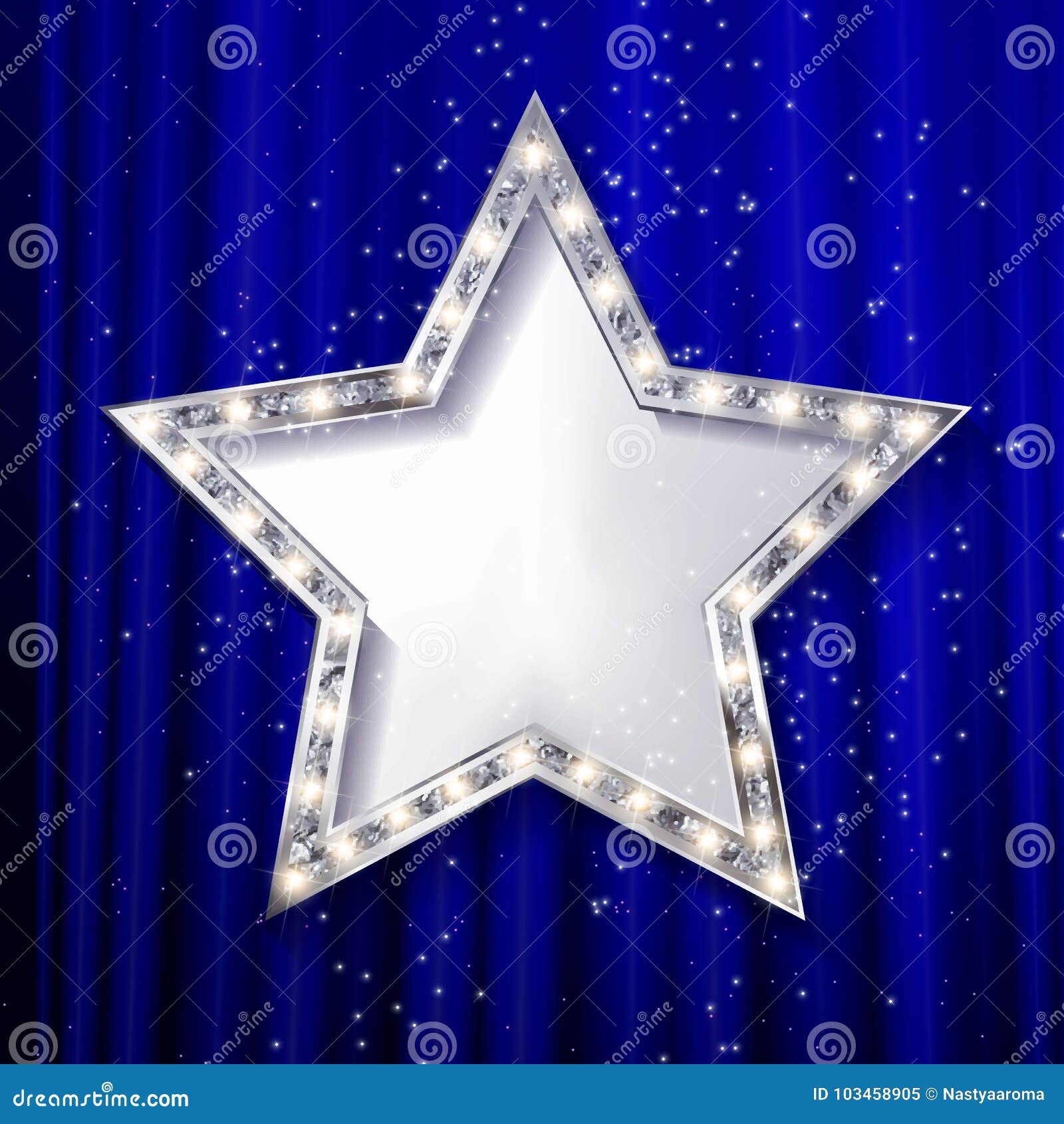 Vector Silver Star on the Starry Night Stock Illustration ...