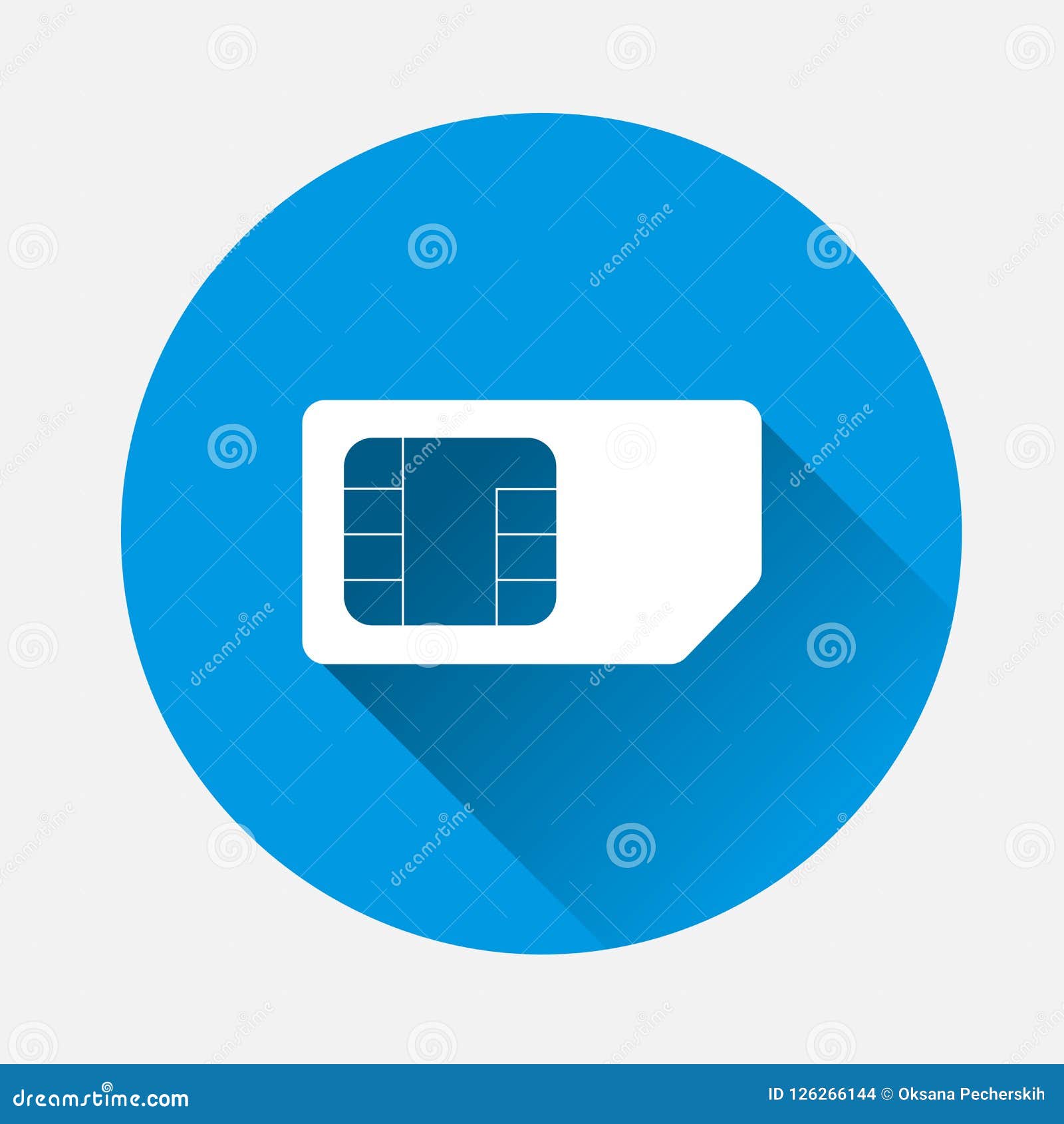 Vector Sim Card Icon on Blue Background.Flat Image Sim Card Wit Stock ...