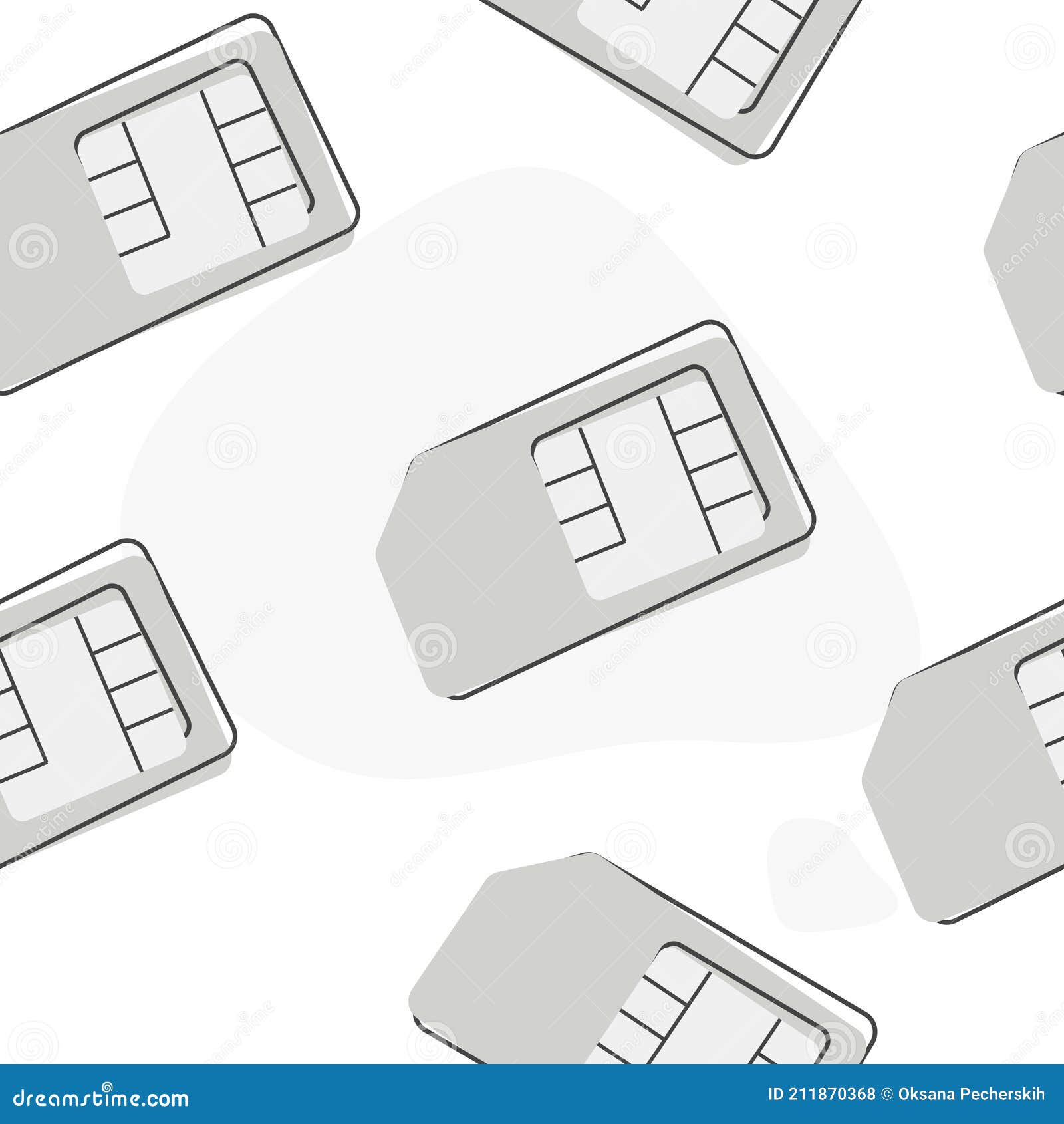 Vector Sim Card Icon Cartoon Style on Seamless Pattern on a White ...