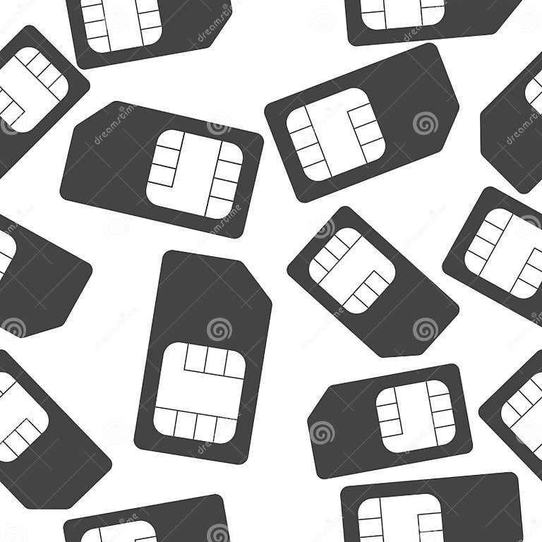 Vector Sim Card Icon Seamless Pattern on a White Background Stock ...