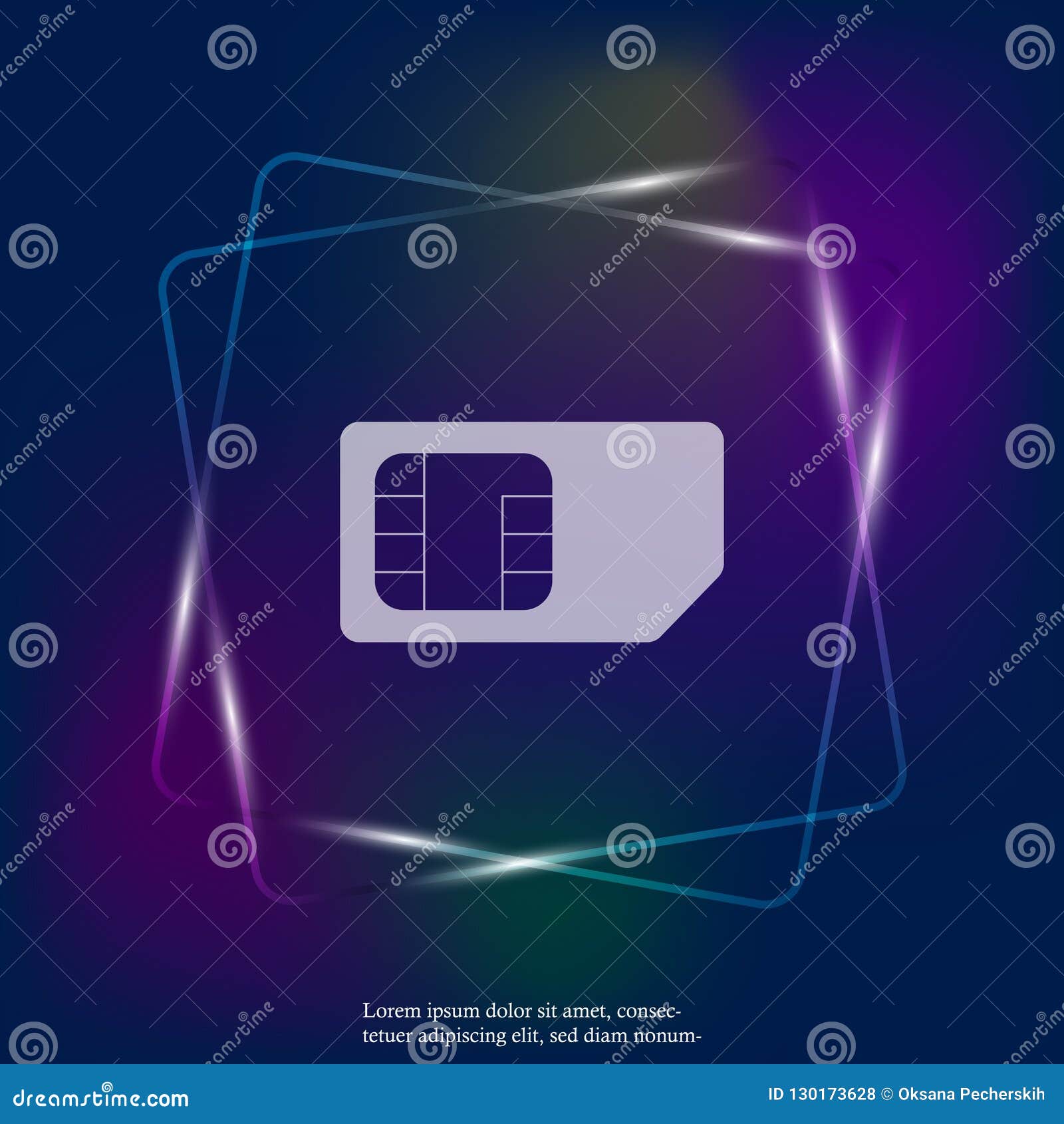 Vector Sim Card Neon Light Icon. Layers Grouped for Easy Editin Stock ...