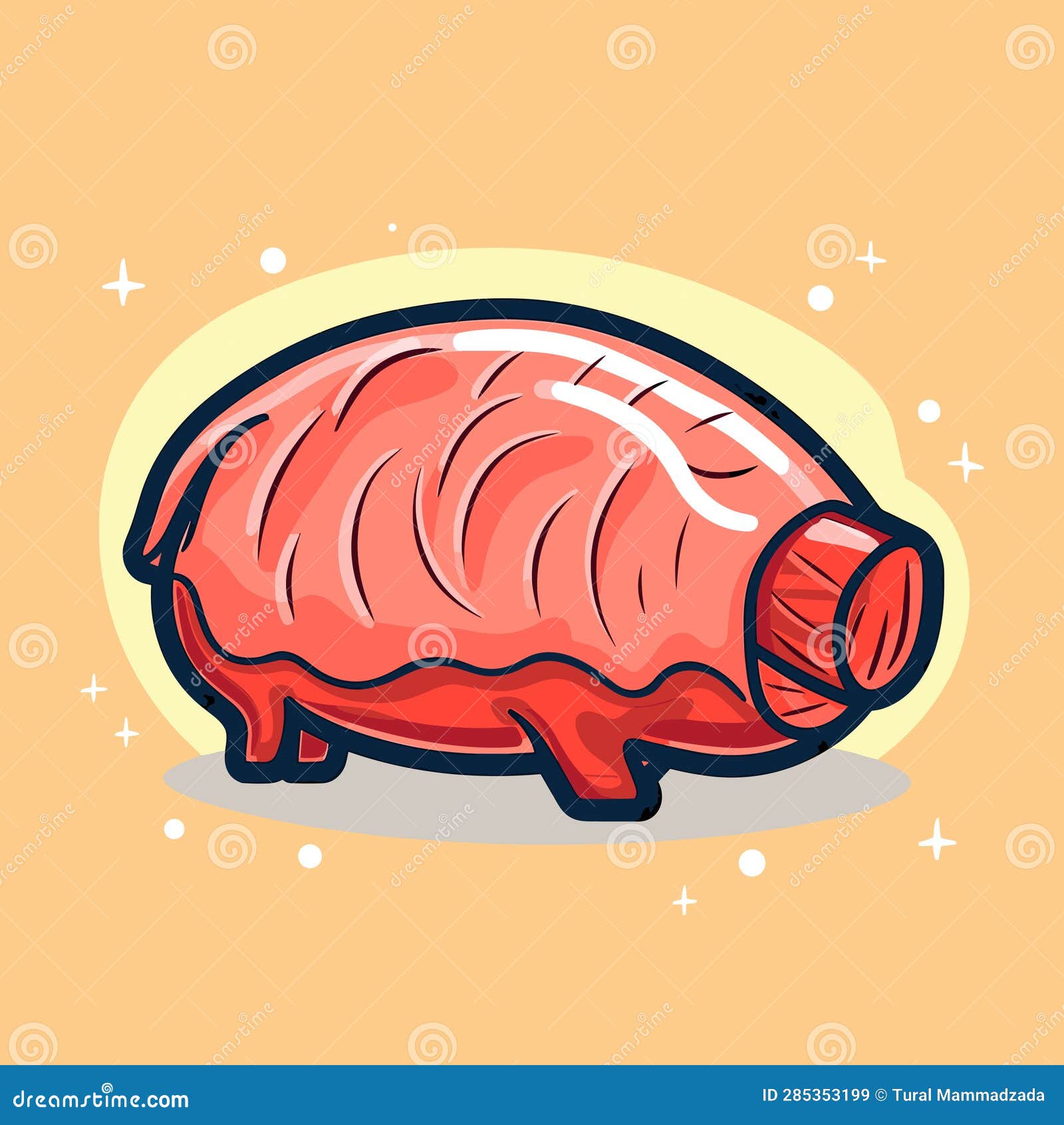 Vector of a Simple Cartoon Icon on a Vibrant Yellow Background Stock ...