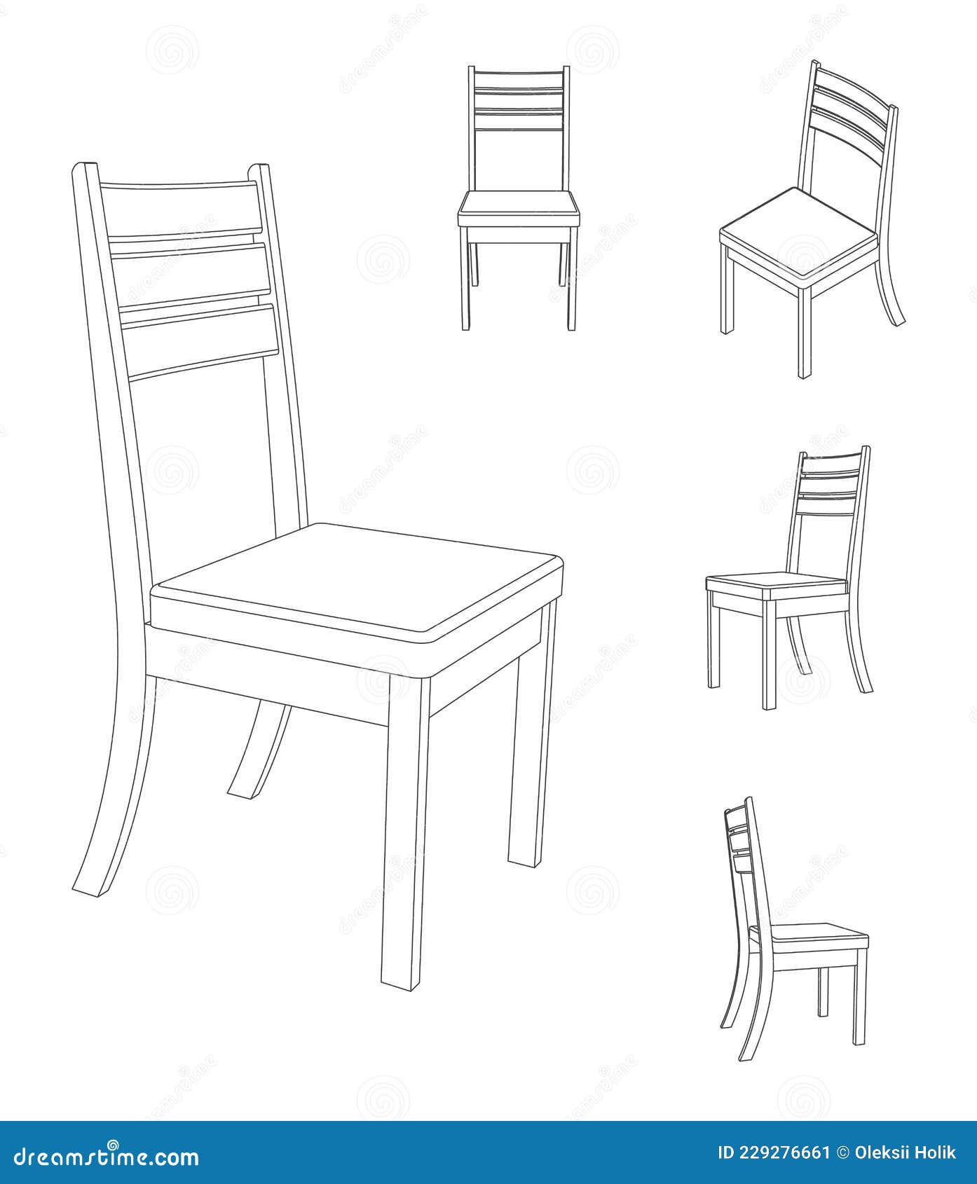 Vector Simple Chair with Different Views Stock Vector - Illustration of ...