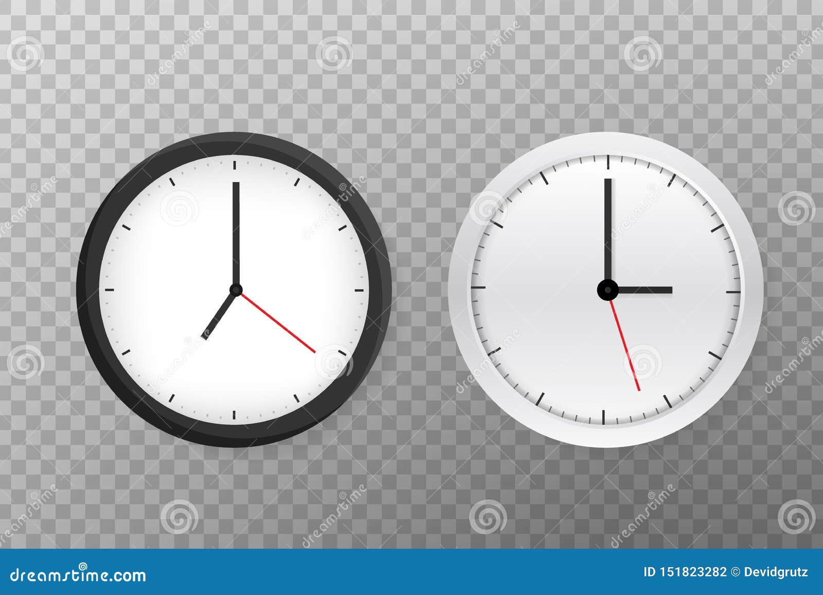 Vector Simple Classic Black and White Round Wall Clock. Vector Stock ...