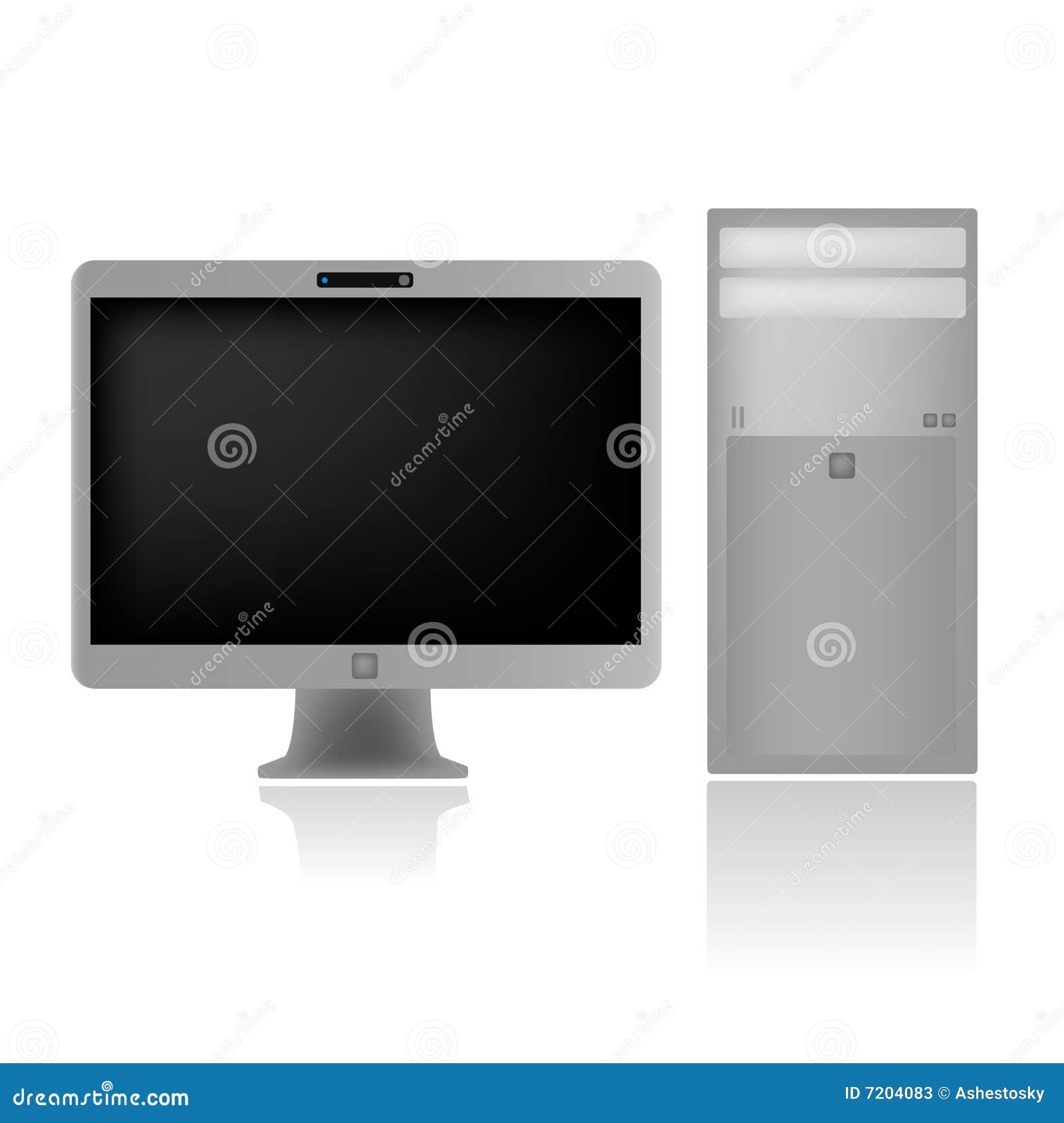 Vector Simple Desktop Computer Stock Vector - Illustration of work ...