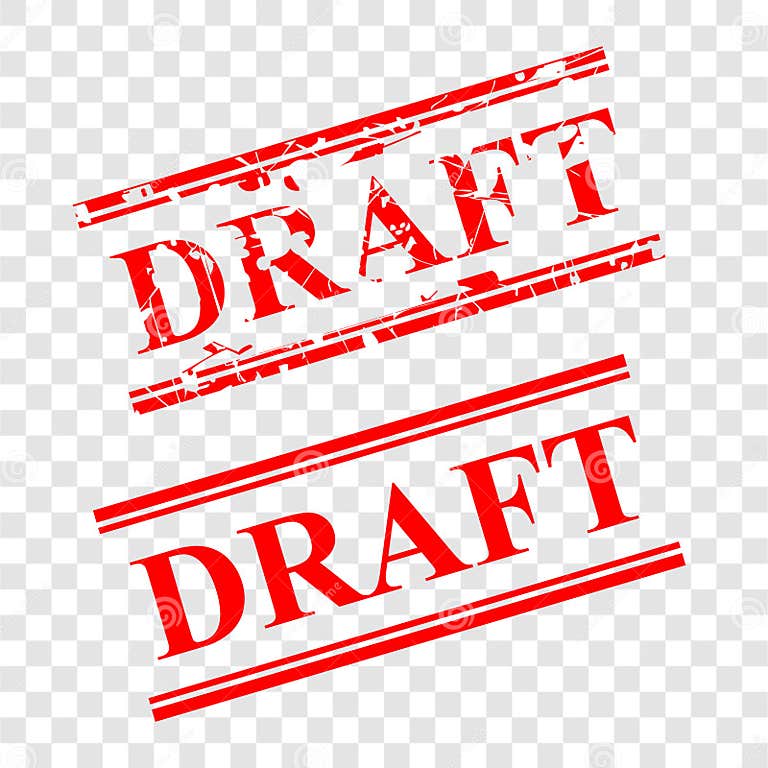 Vector Simple Draft, Red Scratch Rubber Stamp at Transparent Effect ...