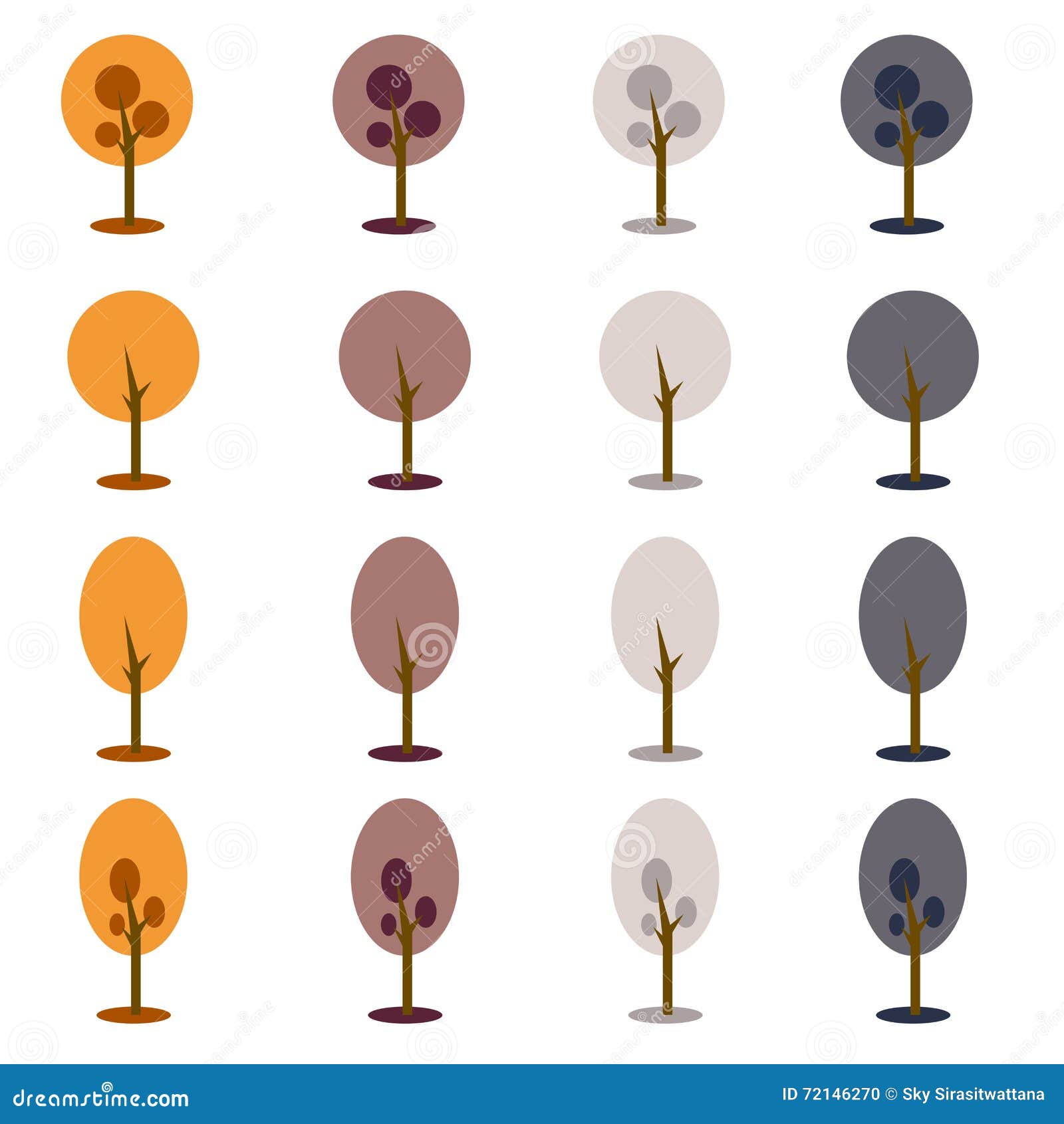 Vector Simple Earth Tone Color with Trees. Stock Vector - Illustration ...